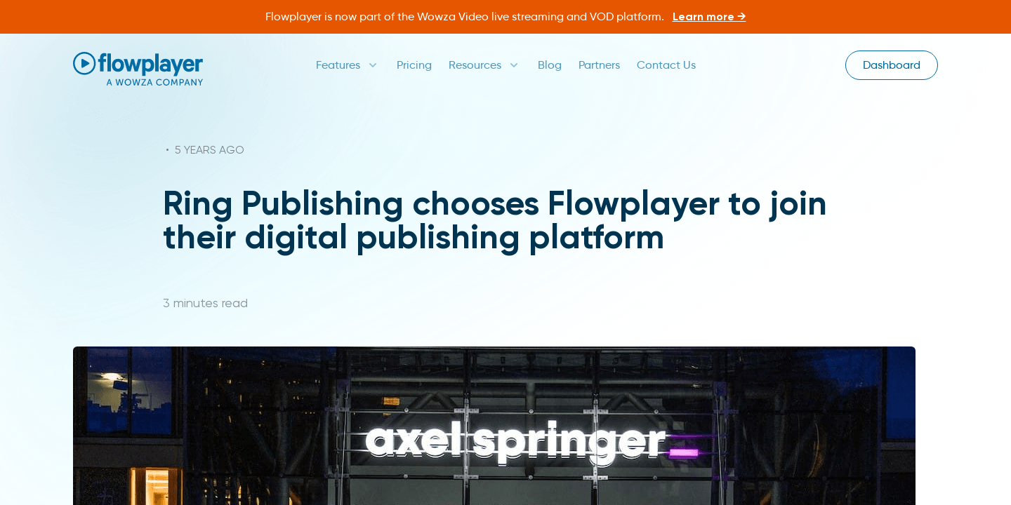 Ring Publishing chooses Flowplayer to join their digital publishing platform | Flowplayer