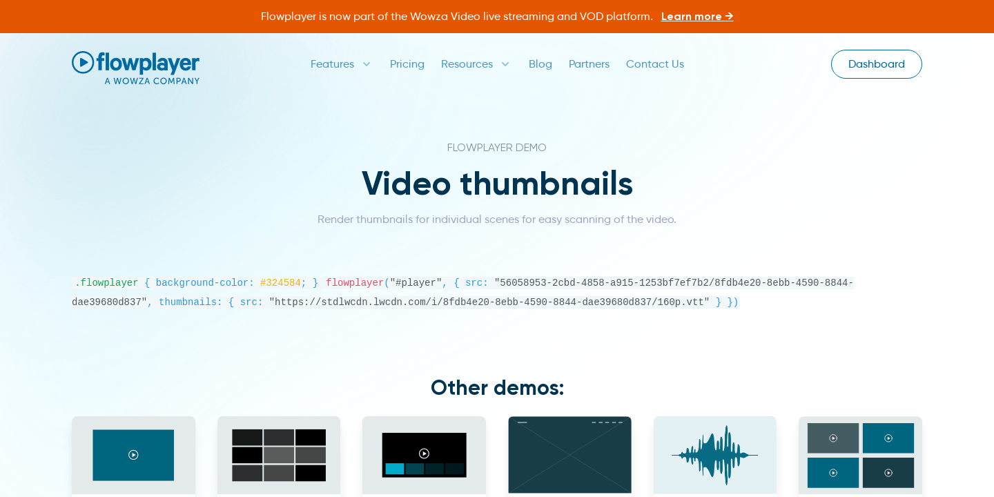 Video thumbnails | Flowplayer