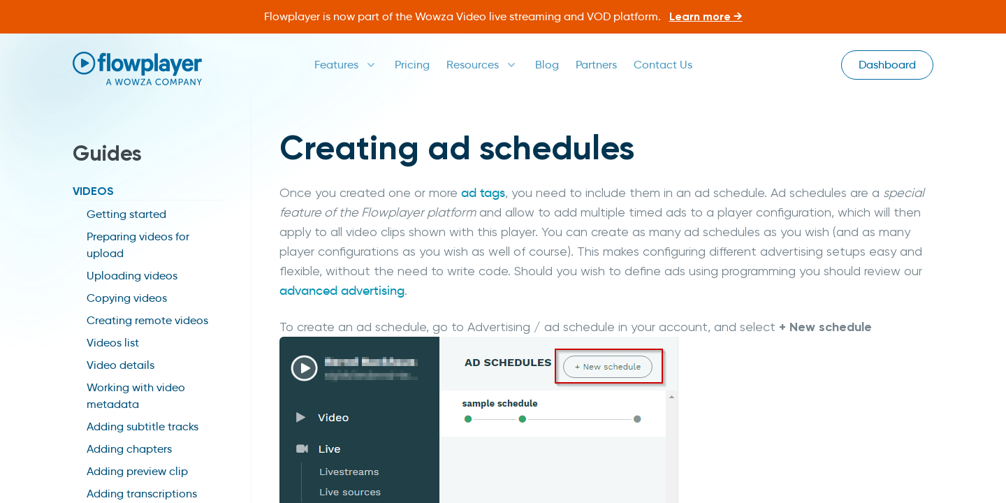 Creating ad schedules | Flowplayer