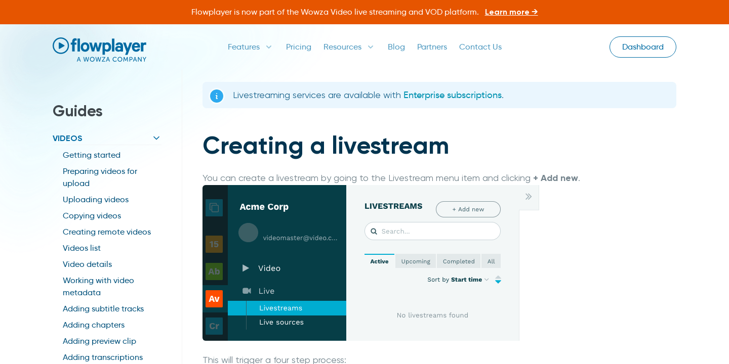 Creating a livestream | Flowplayer