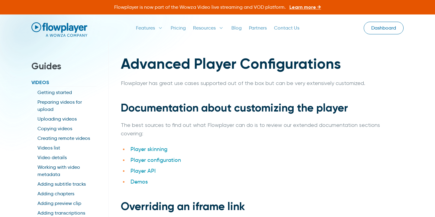 Advanced configurations | Flowplayer