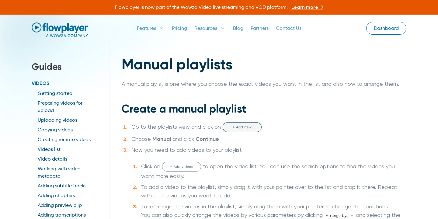 Manual playlists | Flowplayer