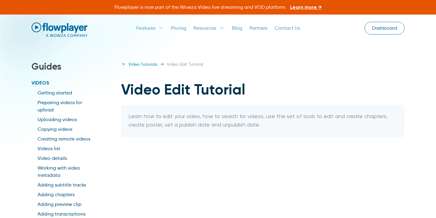 Video Edit Tutorial | Flowplayer