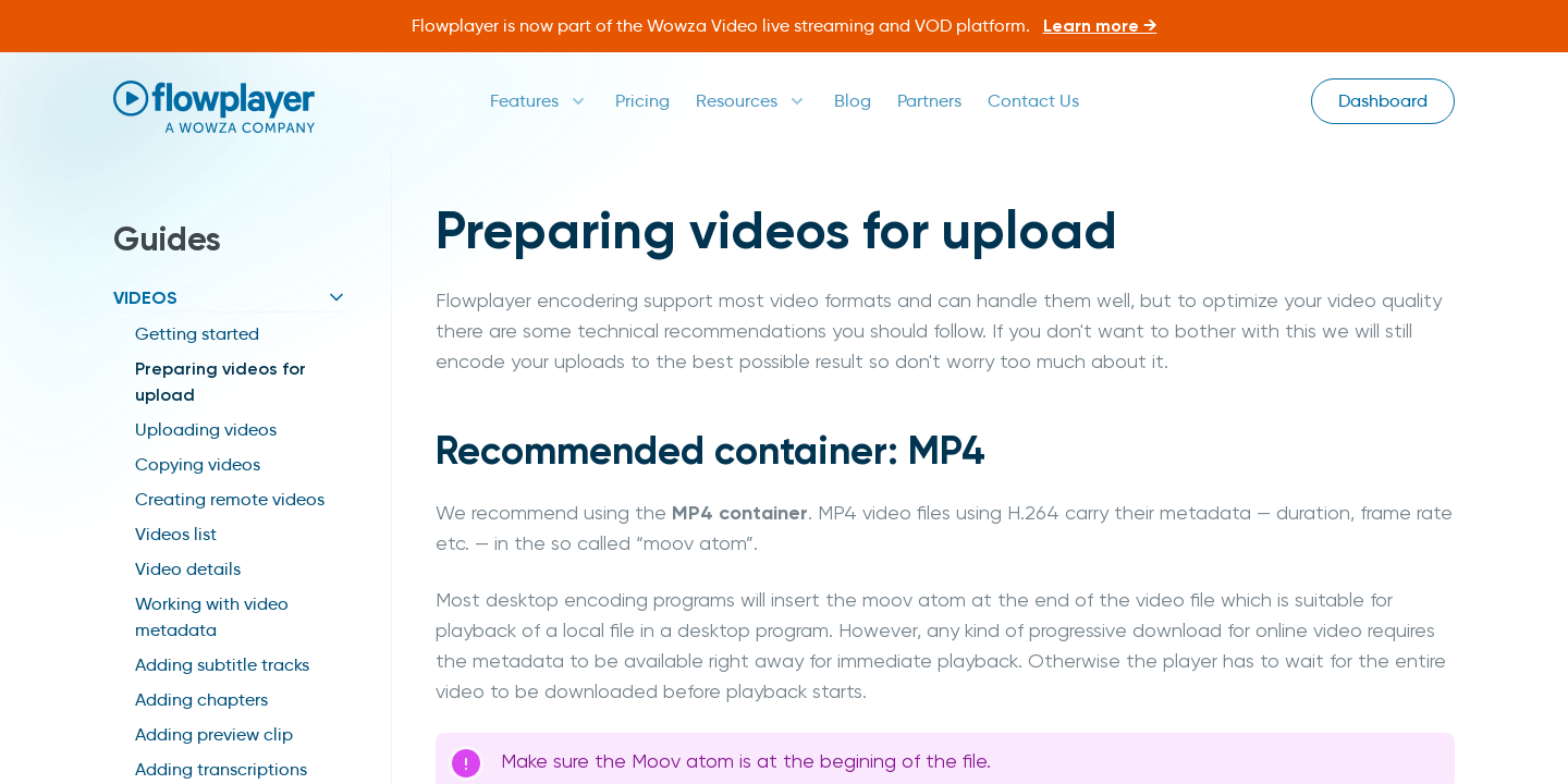 Preparing videos for upload | Flowplayer
