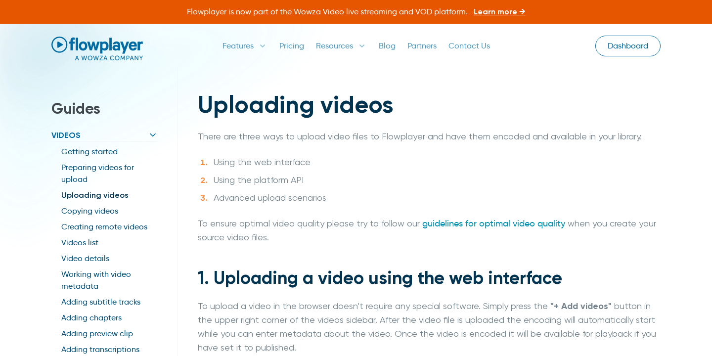 Uploading videos | Flowplayer Uploading videos | Flowplayer